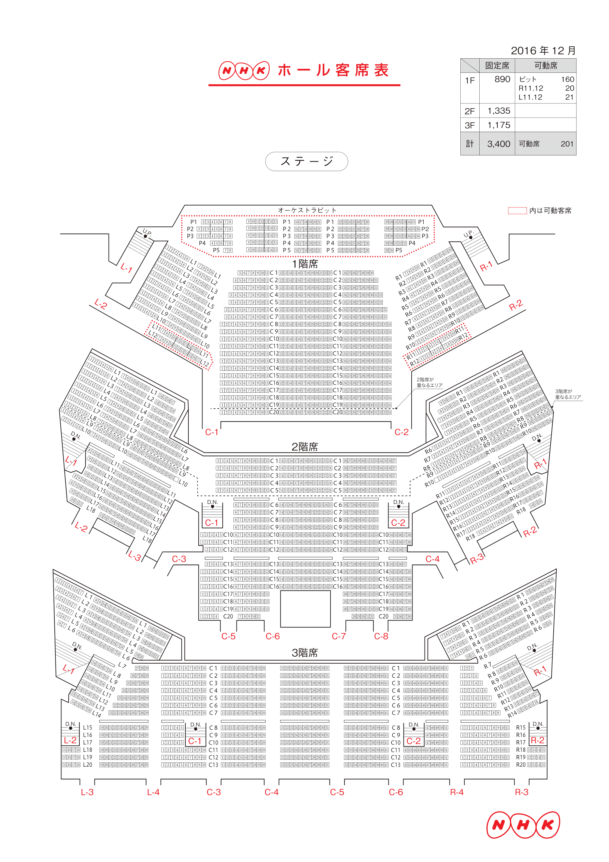 NHKホール座席表やキャパは？1階2階3階席から見える？ | 会場ブログ